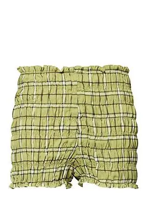 AMY LYNN Plaid Shirred Woven Shorts - Green
