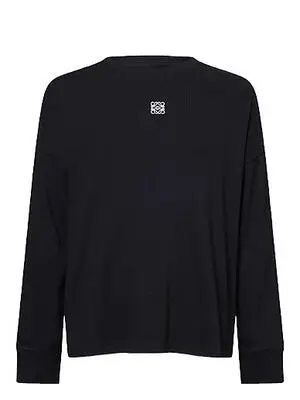 Loewe Ribbed Long-sleeve Cotton-jersey T-shirt - Black