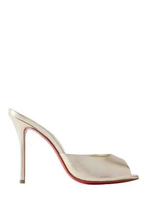 CHRISTIAN LOUBOUTIN Me Dolly 100 Metallic Leather Mules - Gold