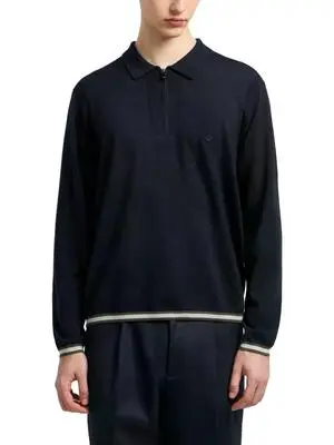 Emporio Armani Half-zip Wool Polo Shirt - Black