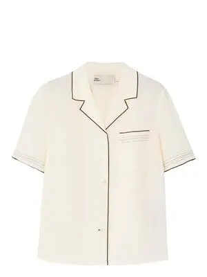 Tory Burch Piped Woven Shirt - White