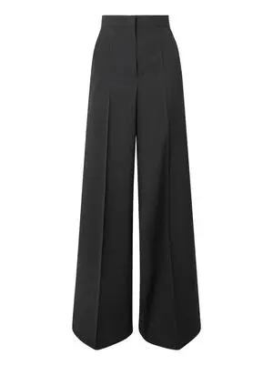 Max Mara Fernet Wool-canvas Wide-leg Pants - Black