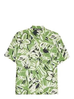 Palm Angels Macro Hibiscus Bowling Shirt - Green