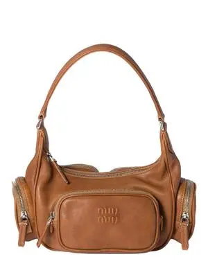 Miu Miu Pocket Nappa Leather Bag - Caramel