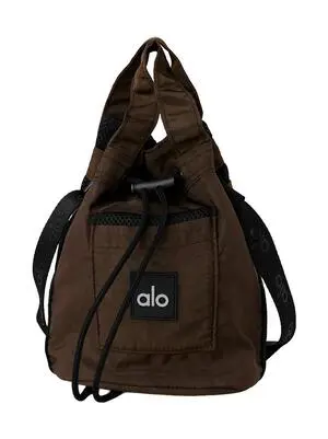 Alo Yoga Merino Wool Oversized Scarf Cross Body Bucket Bag - Espresso