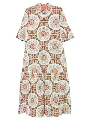 La DoubleJ Patterned Midi Dress - Neutrals