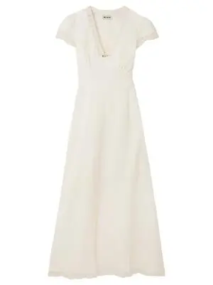Rixo Clarice Lace-trimmed Linen-blend Midi Dress - Cream