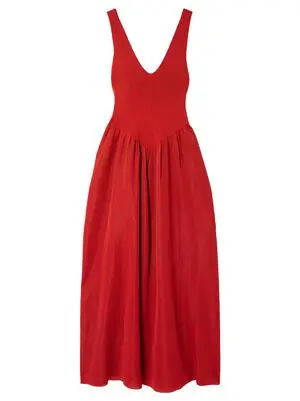 Altuzarra Lollie Gathered Stretch-knit Maxi Dress - Red