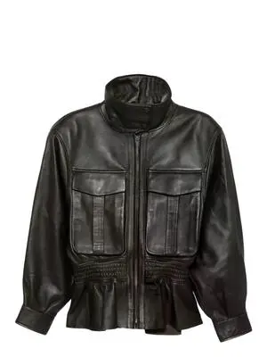 DUCIE Leather Jacket - Brown