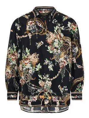 Camilla Oversized Printed Long Sleeve Shirt - Noble Endeavours