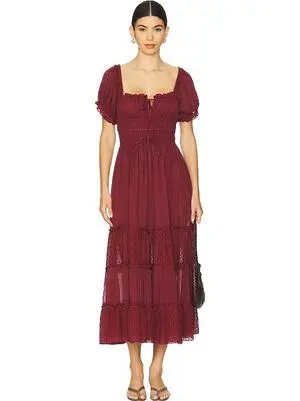 Free People Falling Sun Midi Dress - Syrah