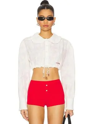 MILKWHITE Crop Shirt With Collar - White