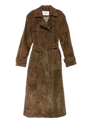 DUCIE Corrin Suede Trench Coat - Brown
