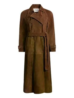 DUCIE Corrin Suede Trench Coat - Brown