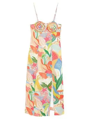 Farm Rio Graphic-print Midi Dress - Pink