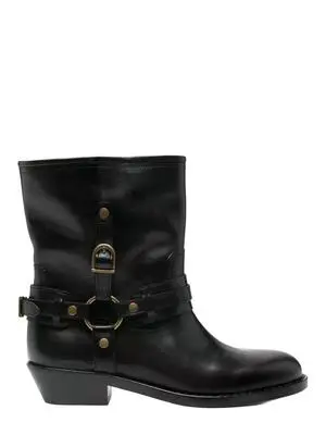 Isabel Marant 35mm Ildred Leather Biker Boots - Black