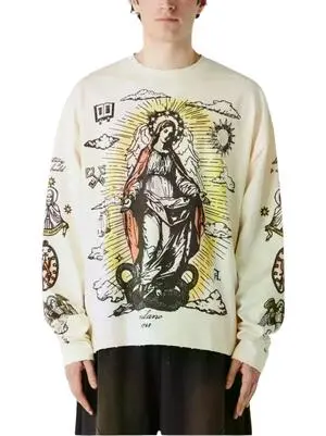 UNTITLED ARTWORKS Sacred Graphic-print Long-sleeve T-shirt - Neutrals