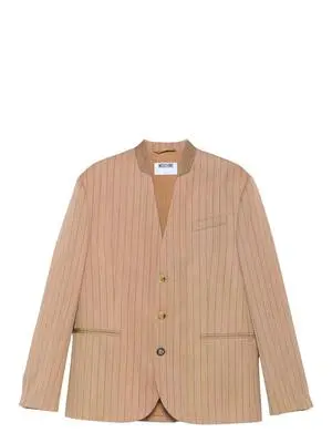 Moschino Pinstripe Mandarin-collar Jacket - Neutrals