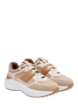 TOD'S Leather-trimmed Sneakers - Beige