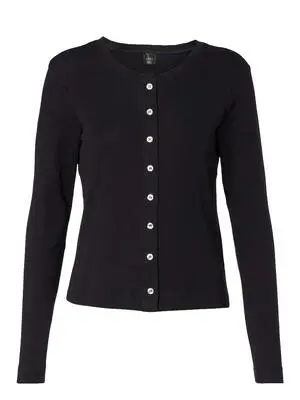 LESET Pointelle Cotton Cardigan - Black