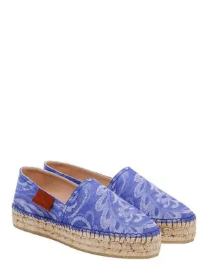 Etro Paisley Denim Jacquard Espadrilles - Blue