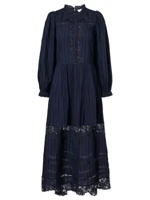 Ulla Johnson Amelie Lace And Cotton Midi Dress - Blue