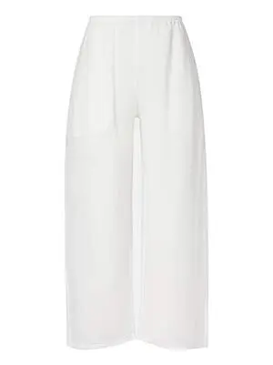 LESET Niko Ramie Cropped Barrel-leg Pants - White