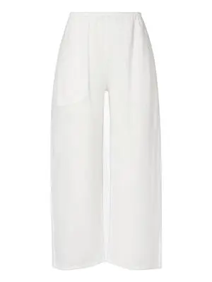 LESET Niko Ramie Cropped Barrel-leg Pants - White