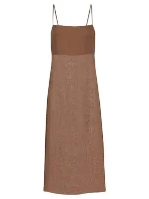 LESET Niko Ramie Midi Dress - Brown