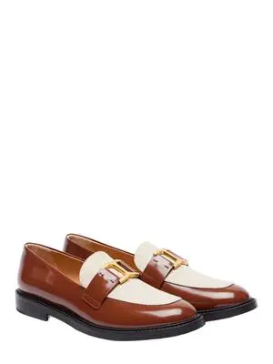 Chloé Marcie Leather And Canvas Loafers - Brown