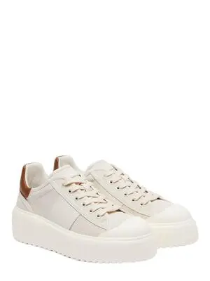 Hogan H-stripes Canvas And Leather Sneakers - White