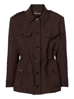 TOM FORD Leather-trimmed Field Jacket - Brown