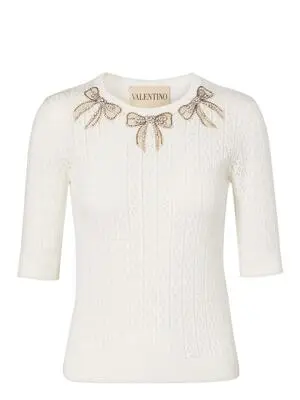 Valentino Garavani Crystal-embellished Cotton Sweater - White