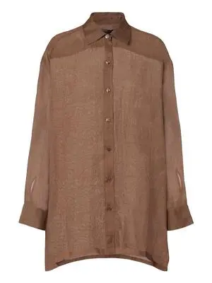 LESET Niko Oversized Ramie Shirt Brown