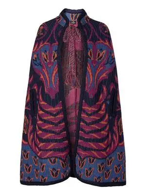 Etro Jacquard Wool And Cotton-blend Cape - Multicoloured
