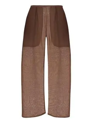LESET Niko Ramie Cropped Barrel-leg Pants - Brown