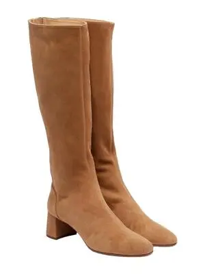AQUAZZURA Saint Honore 50 Suede Knee-high Boots - Brown