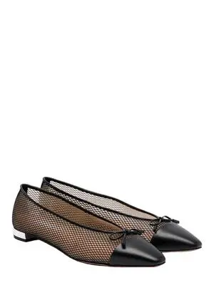 AQUAZZURA Gioia Mesh And Leather Ballet Flats - Black
