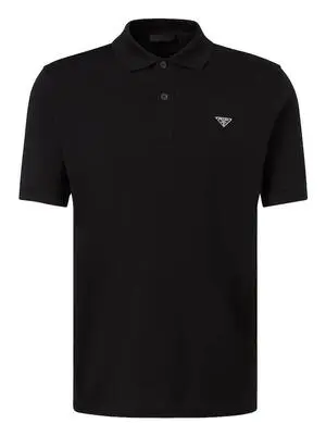 Prada Logo Cotton Polo Shirt - Black