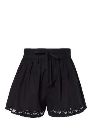 ULLA JOHNSON Elowen Embroidered Cotton Poplin Shorts