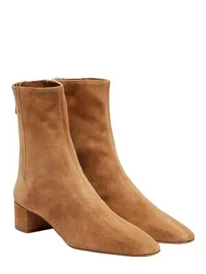 AQUAZZURA Saint Honore 35 Suede Ankle Boots - Brown