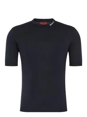 Gucci Logo Silk And Cotton T-shirt - Blue