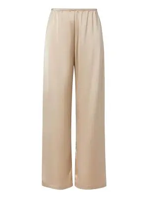LESET Barb Satin Wide-leg Pants - Beige