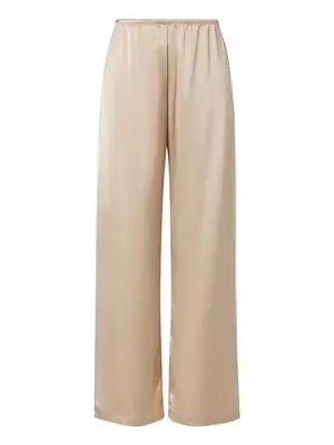 LESET Barb Satin Wide-Leg Pants Beige