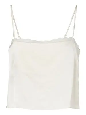 LESET Barb Cropped Lace Satin Camisole - Beige