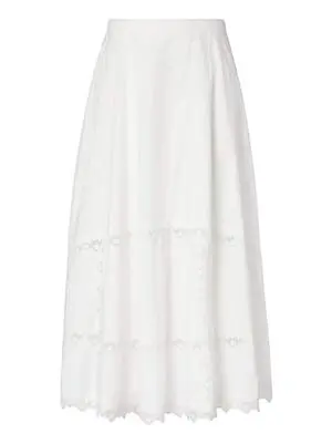 Ulla Johnson Lucia Embroidered Cotton Midi Skirt - White