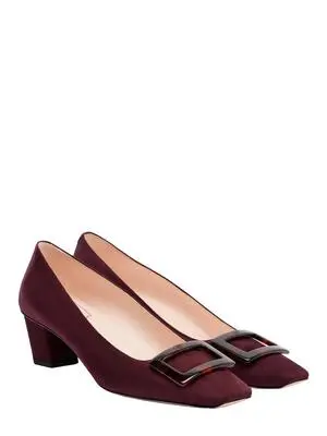 ROGER VIVIER Belle Vivier 45 Suede Pumps - Burgundy