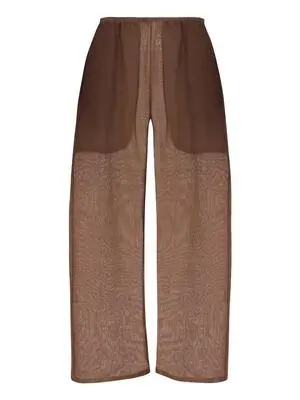 LESET Niko Ramie Cropped Barrel-leg Pants - Brown