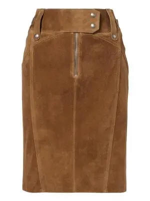 TOM FORD Suede Pencil Skirt - Brown