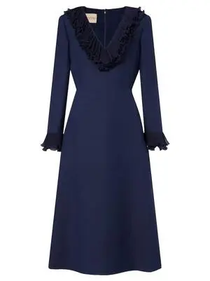 Valentino Garavani Crepe Couture Bow-detail Midi Dress - Blue